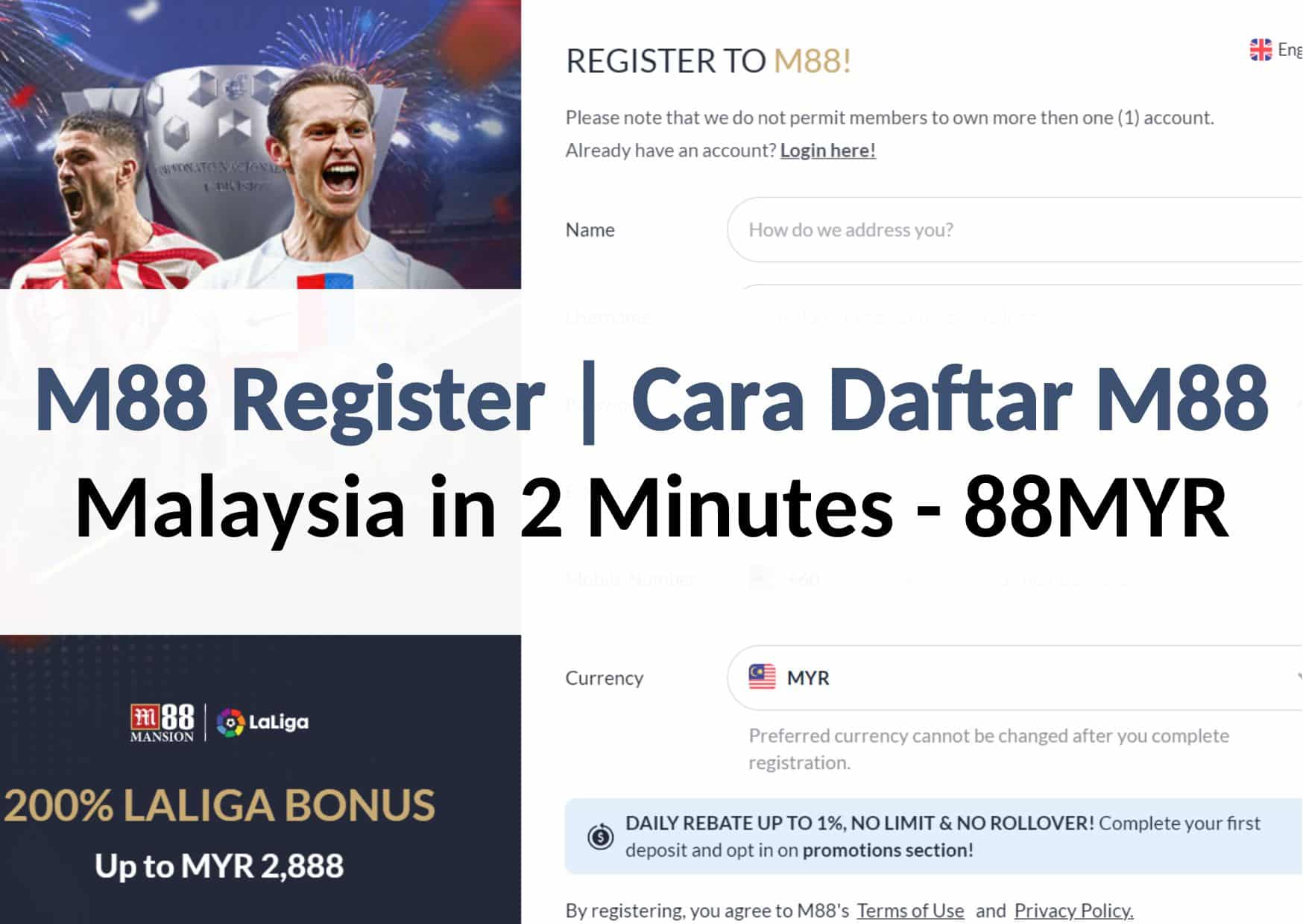 M88 Register | How to register at M88 - Get 188% up to RM888