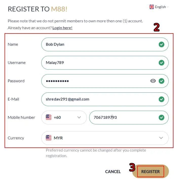M88 Register | How to register at M88 - Get 188% up to RM888